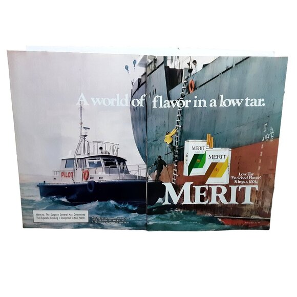 Wall Decor | 1985 Merit Cigarettes Tugboat And Ship 2 Page Original ...